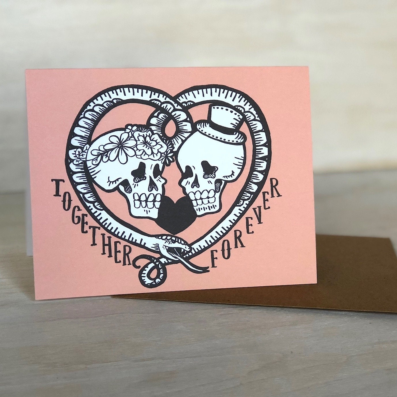 Together Forever Skull Snake Marriage Wedding Engagement Greeting Card ...