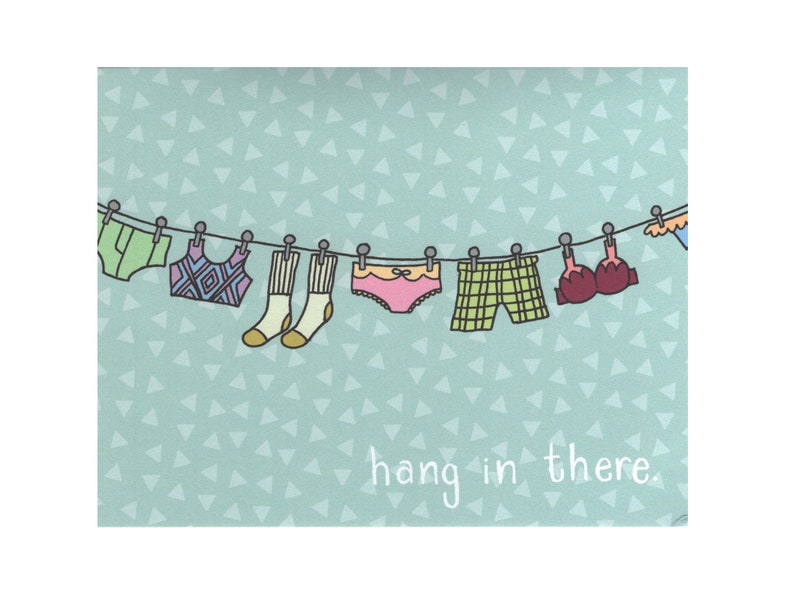Hang in There Clothes Line Get Well Soon Sympathy Illustrated Greeting ...