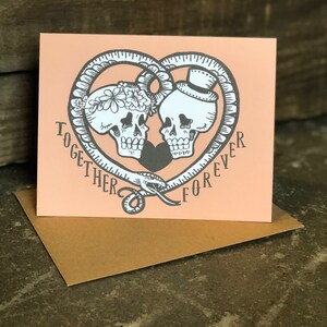Together Forever Skull Snake Marriage Wedding Engagement Greeting Card ...