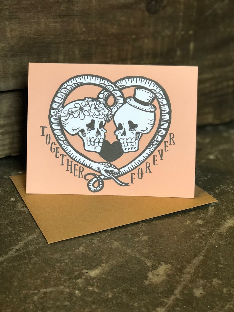 Together Forever Skull Snake Marriage Wedding Engagement Greeting Card ...