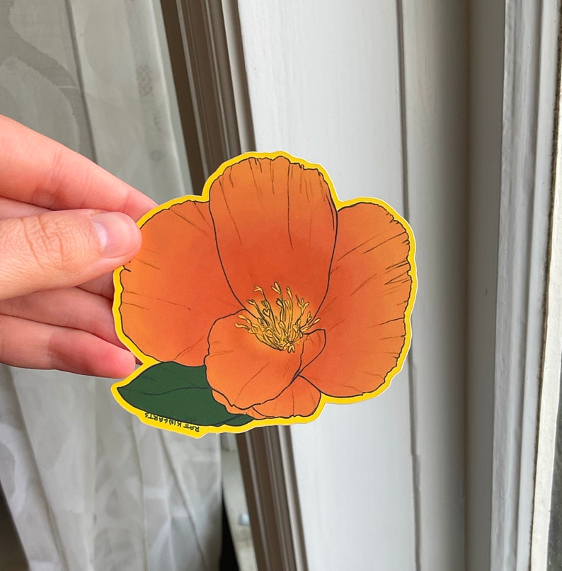 California Poppy Vinyl Sticker - Etsy