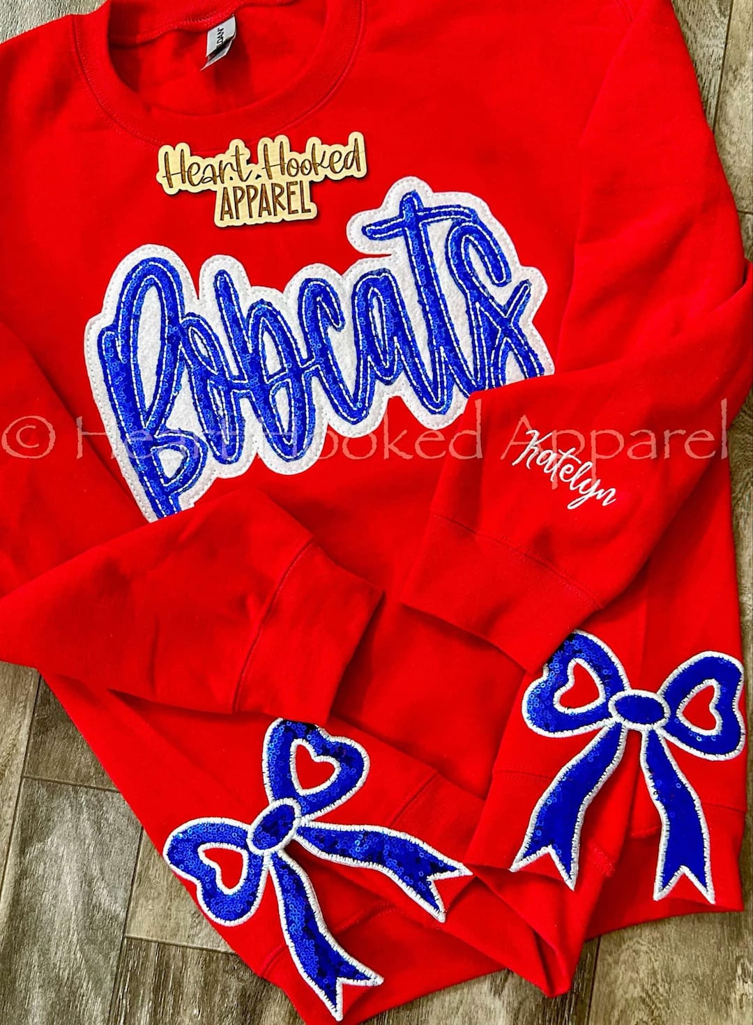 Cheer Team Mascot Sweatshirt, With Bows and Name on the Sleeve, Sequins ...