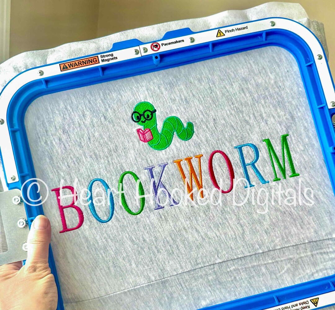 Bookworm Embroidery File (digital Download) - Etsy