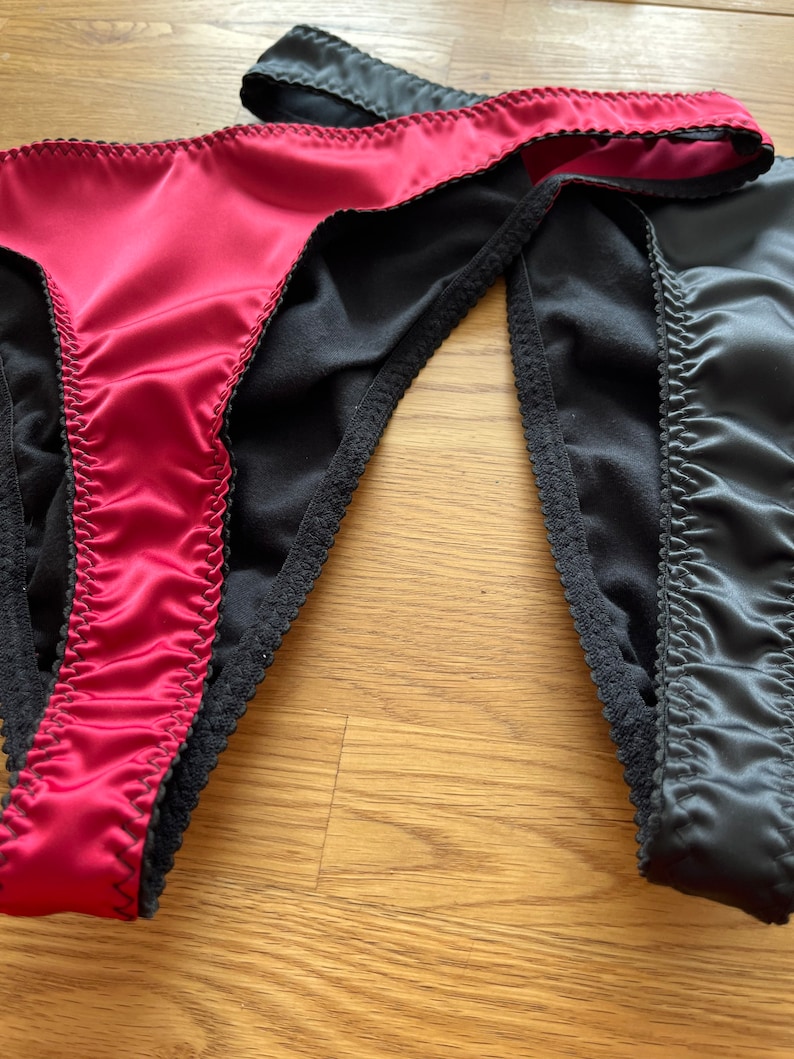 Black & Ruby Red Male Satin Thong. Available in Size 30 38 - Etsy