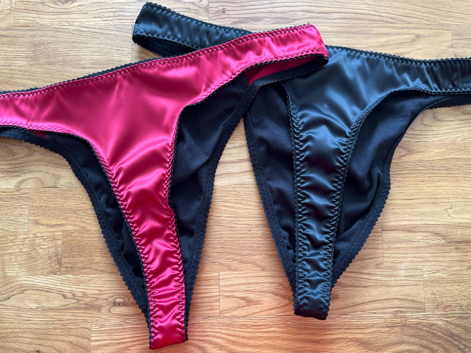Black & Ruby Red Male Satin Thong. Available in Size 28 38 Waist. - Etsy