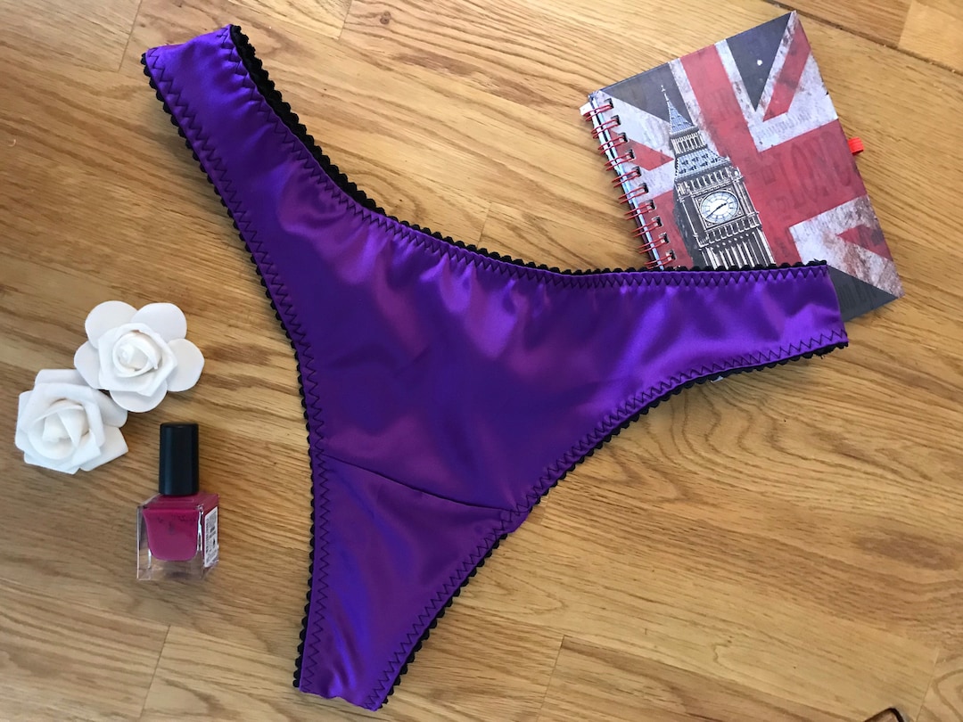 Cadbury Purple Boselli Satin Thong, Handmade in the UK and Available up ...
