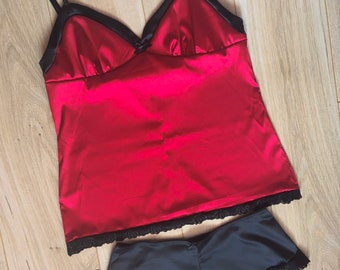 Red Plus Size Satin Cami Shorts Set - Etsy