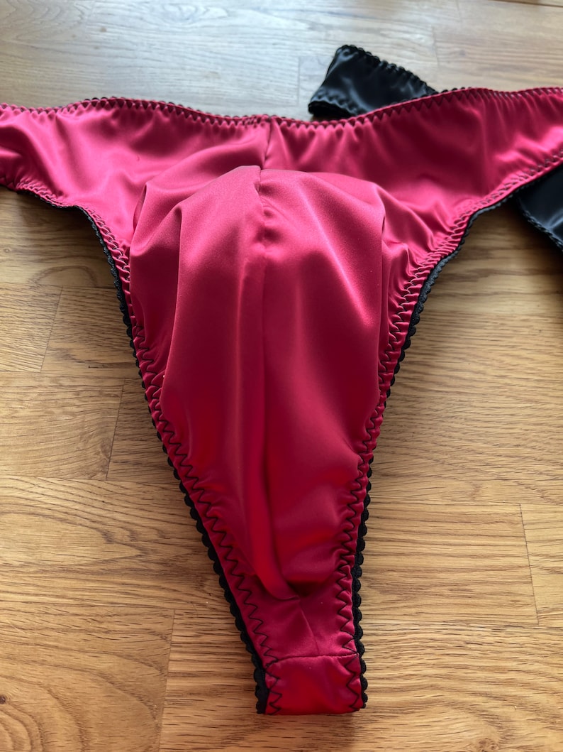 Black & Ruby Red Male Satin Thong. Available in Size 28 38 - Etsy