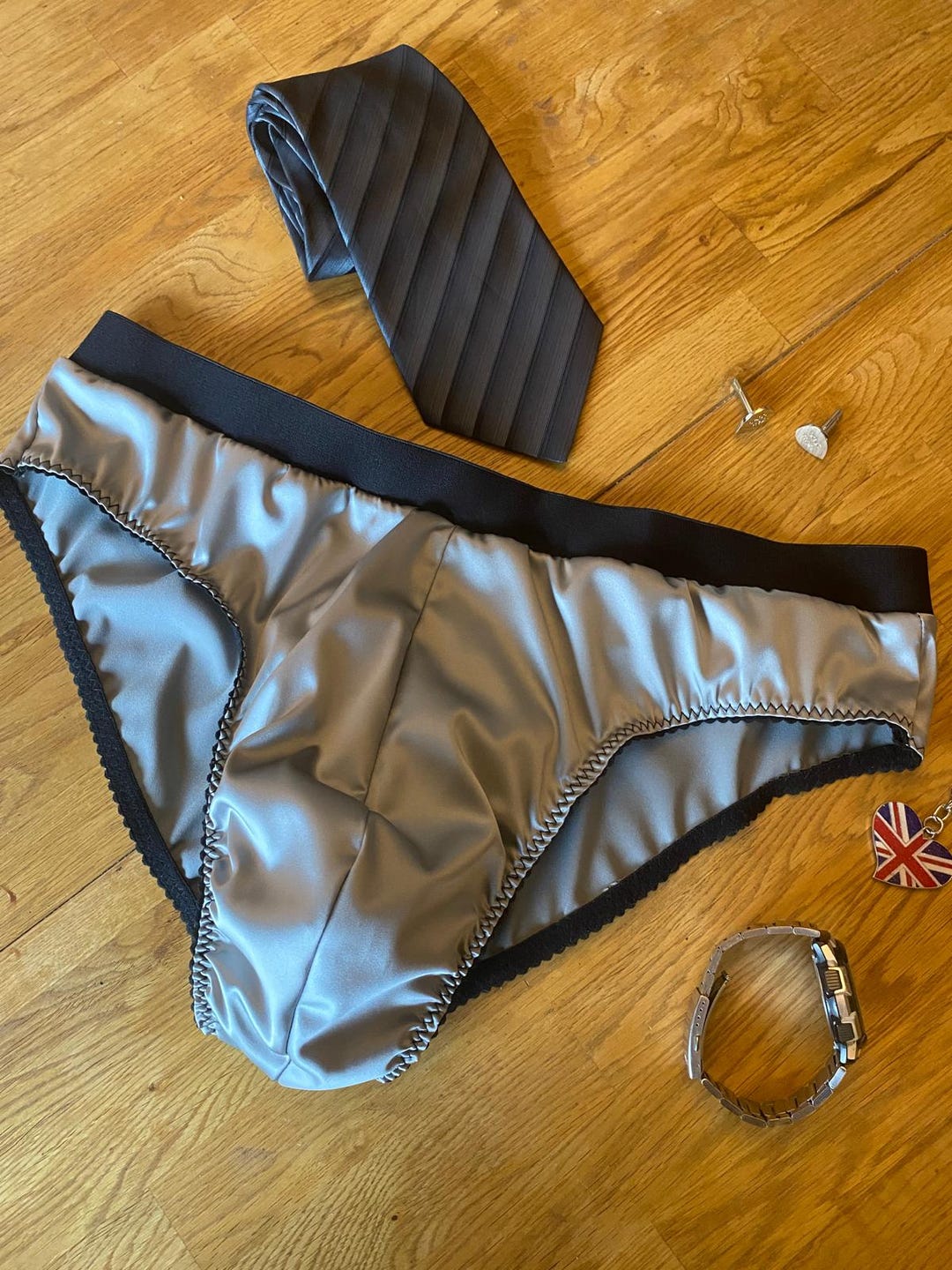 Handmade Silver Satin Briefs – Men's Lingerie, Sizes 28-40 - Etsy