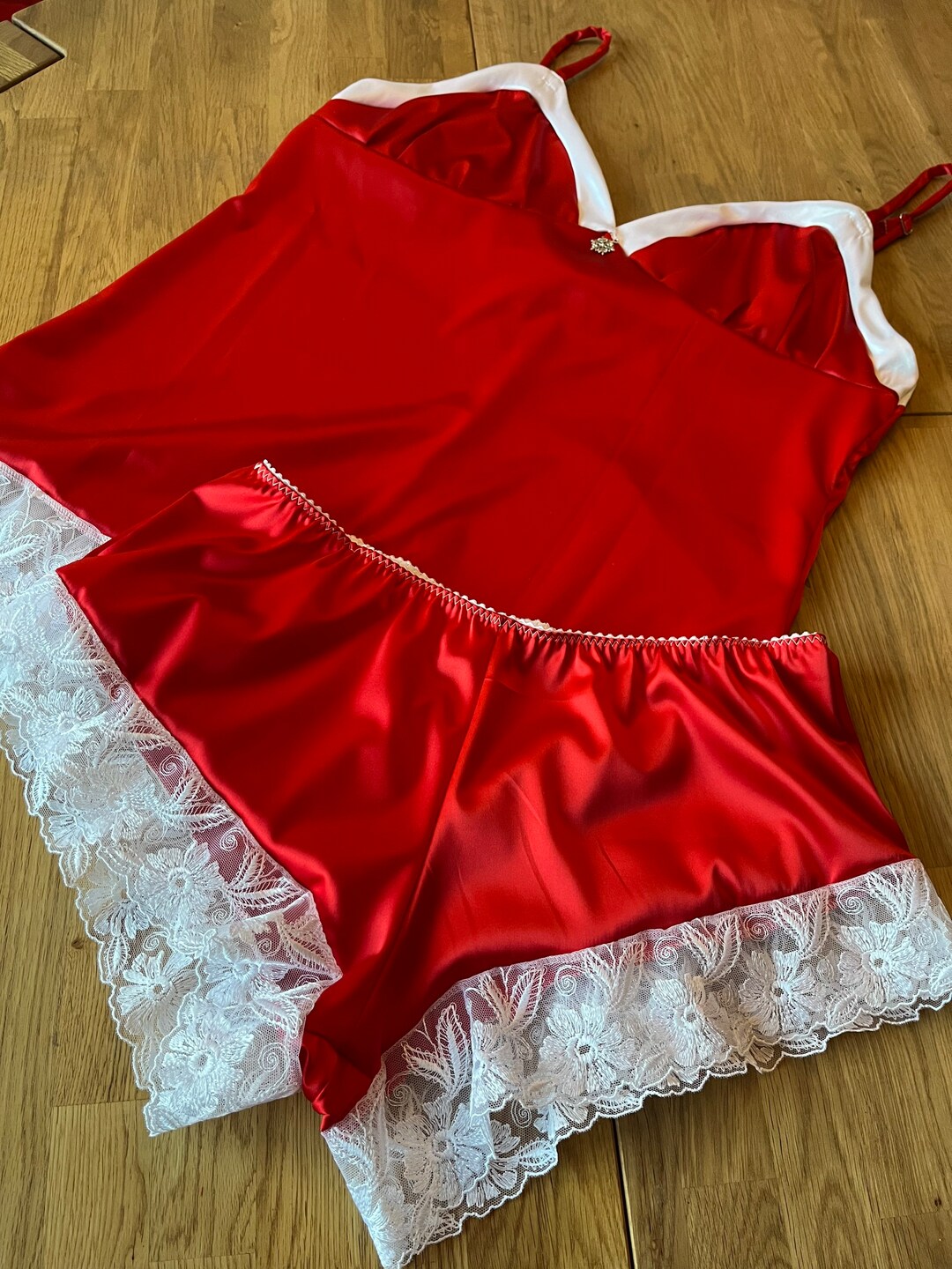 Christmas Underwear Set. Red Satin Lingerie Gift Ideas for Her. Plus ...