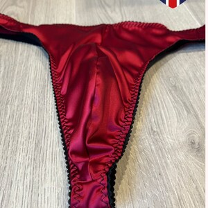 Black & Ruby Red Male Satin Thong. Available in Size 28”- 38” Waist. - Etsy