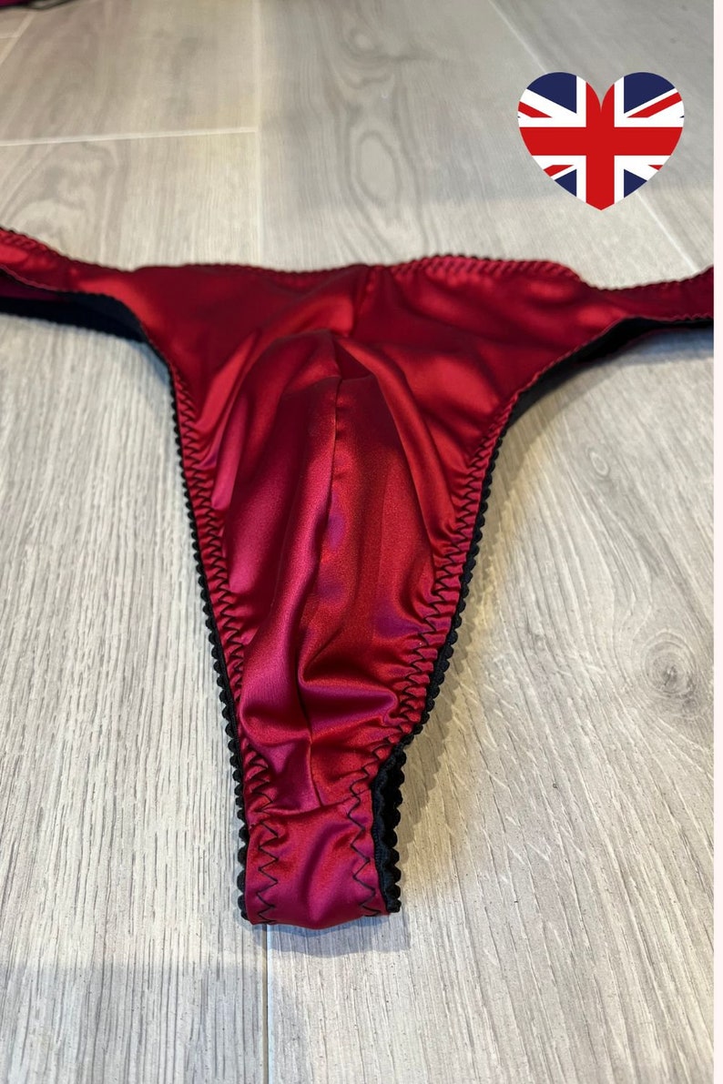 Black & Ruby Red Male Satin Thong. Available in Size 30 38 - Etsy