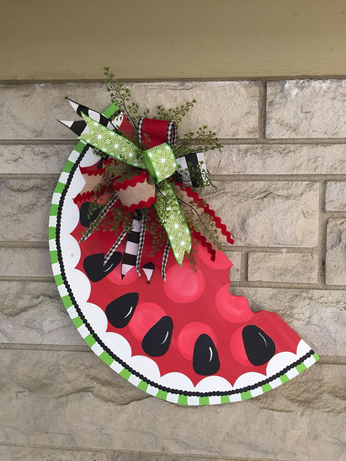 Watermelon Door Hanger Wood Watermelon Summer Door Hanger Etsy