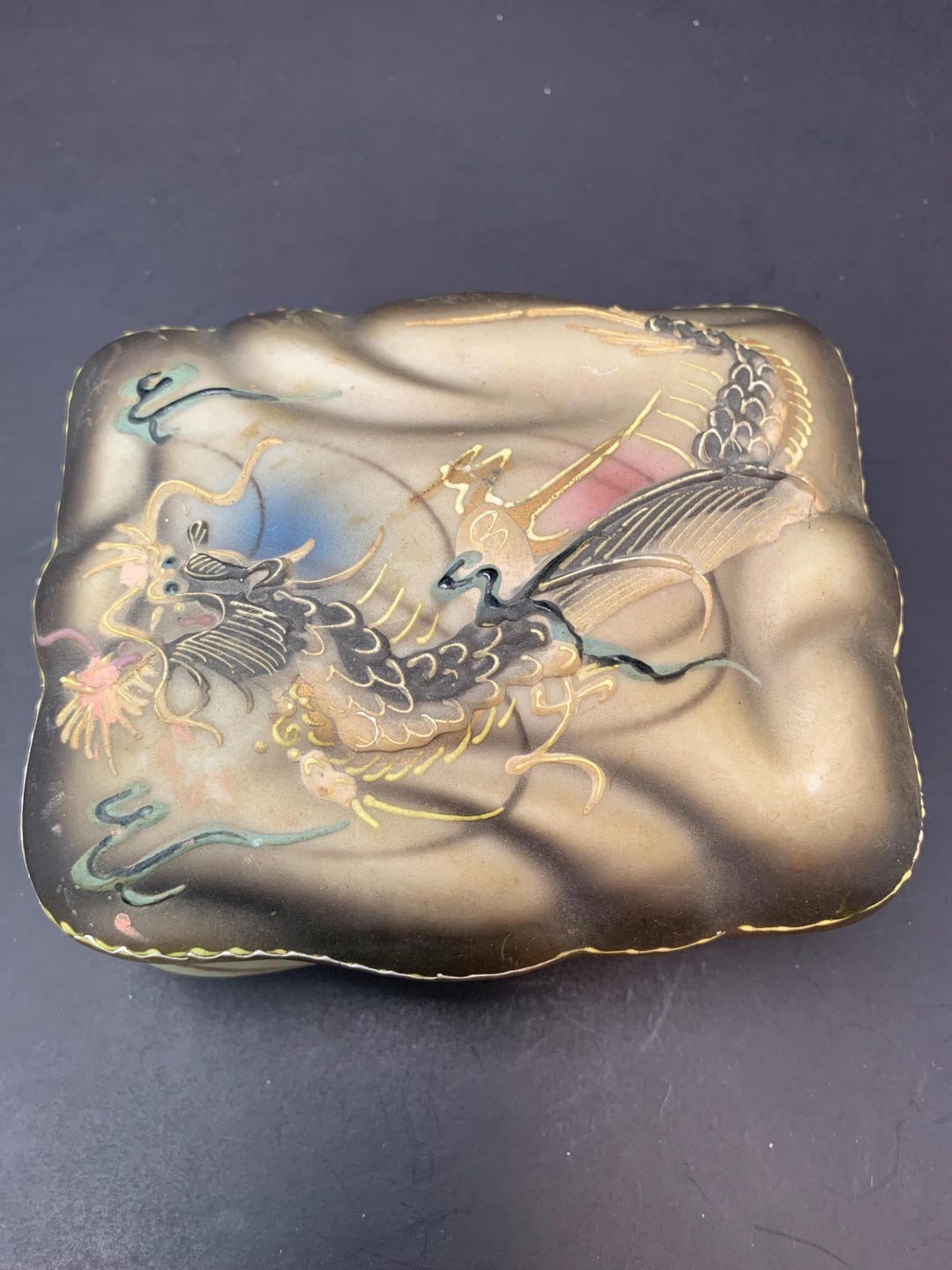 Vintage Dragon Ware Porcelain Moriage Trinket Box - Etsy