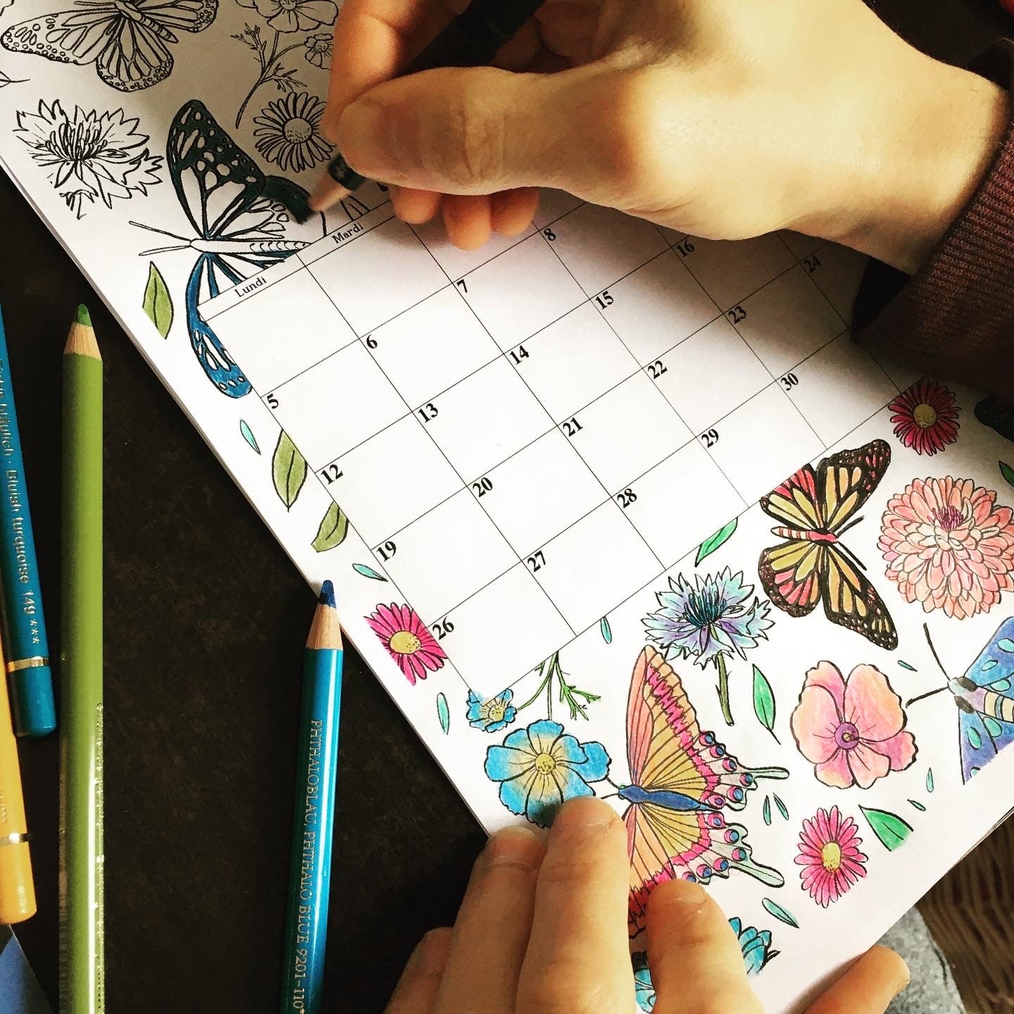 Coloring 2021 Calendar A3 and A4 / Calendar 2021 Coloring / Printable ...