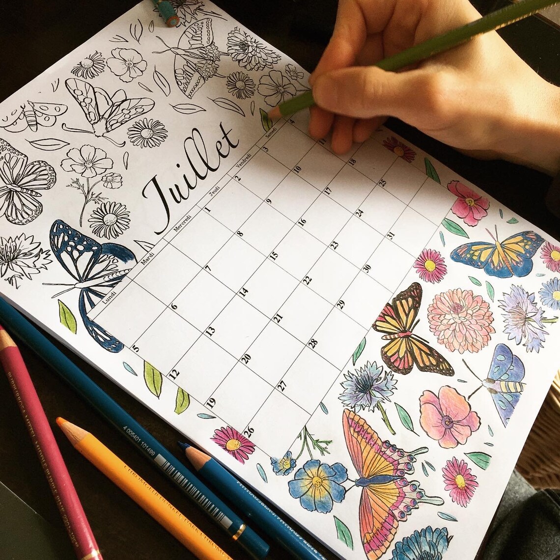 Coloring 2021 Calendar A3 and A4 / Calendar 2021 Coloring / Printable ...