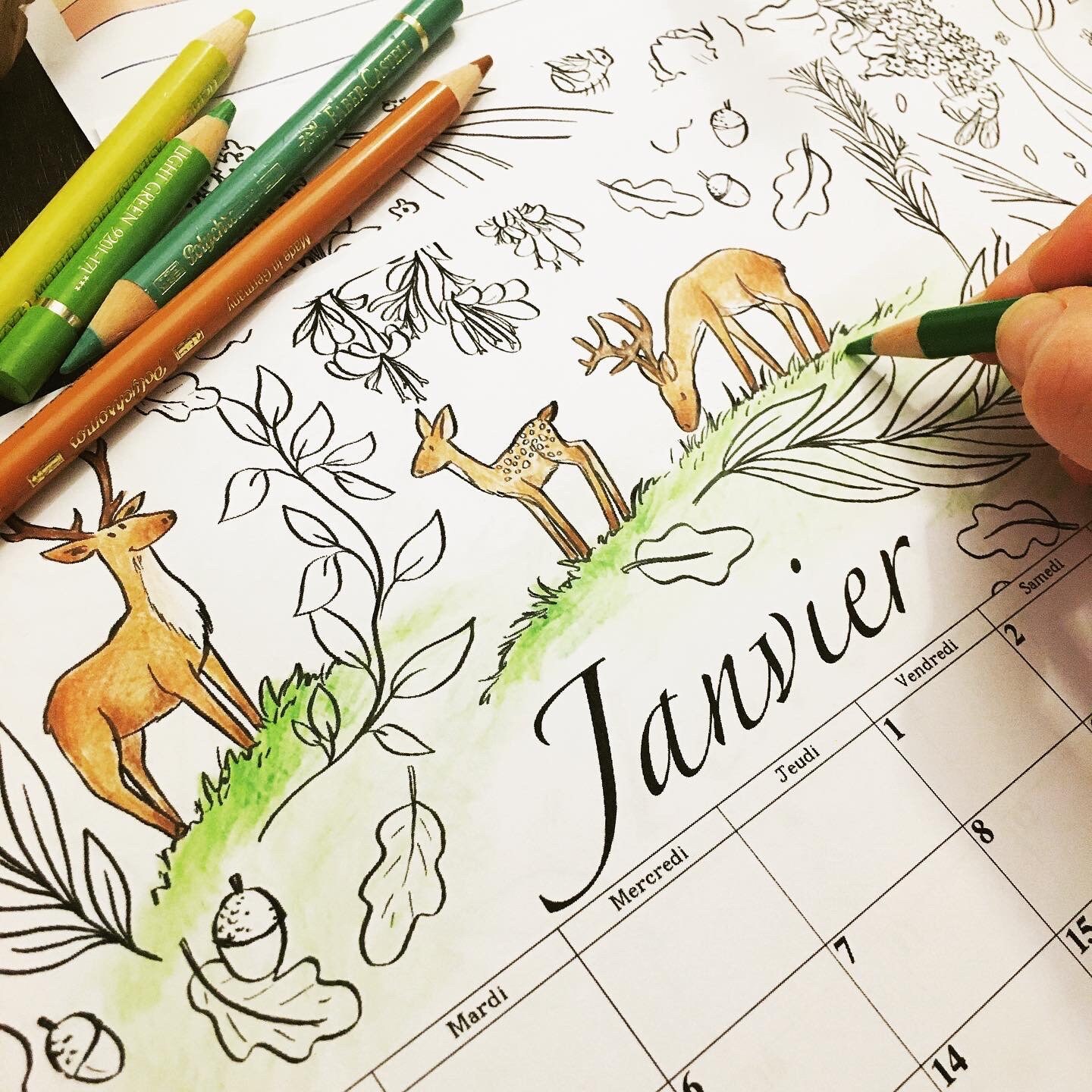 Coloring 2021 Calendar A3 and A4 / Calendar 2021 Coloring / Printable ...