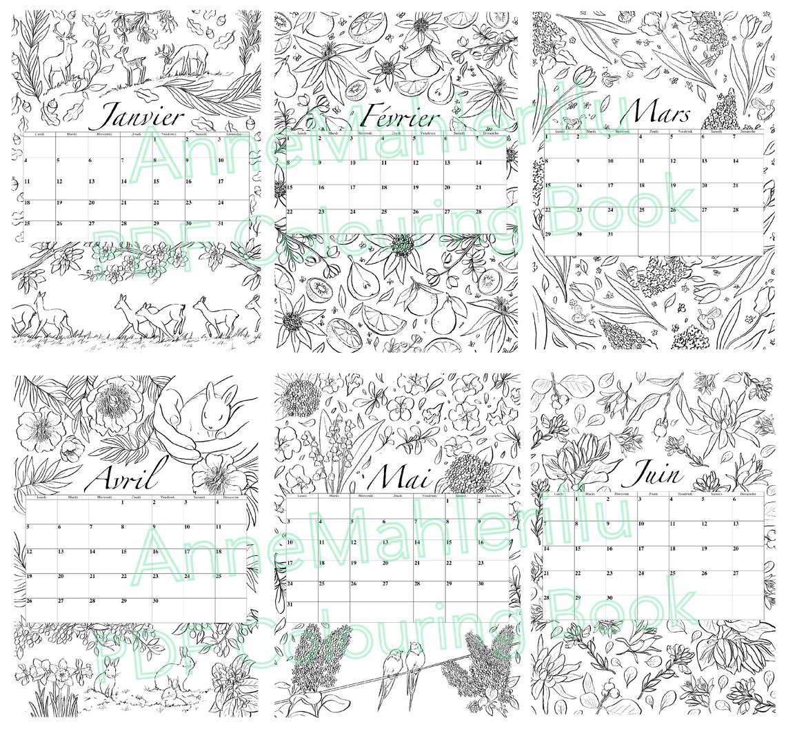 Coloring 2021 Calendar A3 and A4 / Calendar 2021 Coloring / Printable ...