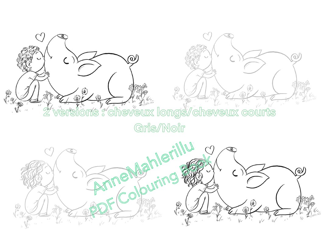 Coloring Cute Pig Printable PDF / Coloring Cute Pig PDF to Print, Adult ...