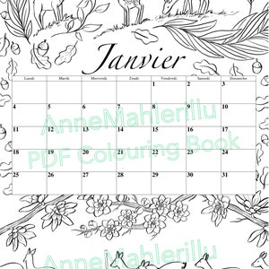 Coloring 2021 Calendar A3 and A4 / Calendar 2021 Coloring / Printable ...
