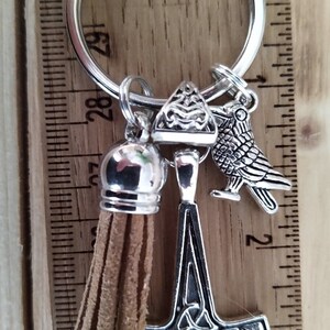 Thor's Hammer Keyring With Raven / Crow & Tassel, Viking Male Female ...