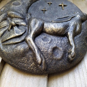 Moon Lazing Hare Wall Hanging Plaque - Indoor or Outdoor Garden ...