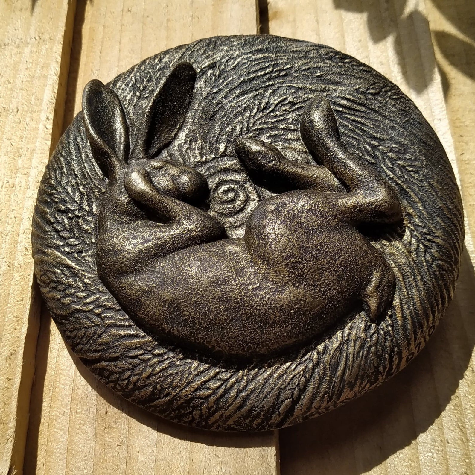 Sleeping Hare Garden Wall Hanging Plaque Bronze Effect - Etsy UK