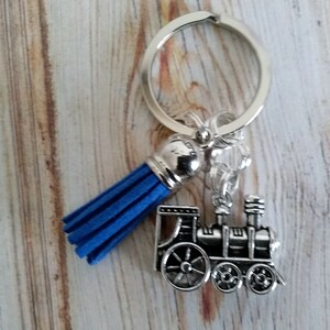 Steam Engine Train Key Chain With Blue Tassel Mens Keychain - Etsy UK