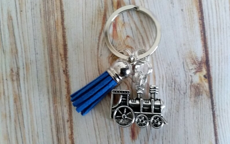 Steam Engine Train Key Chain With Blue Tassel Mens Keychain - Etsy UK