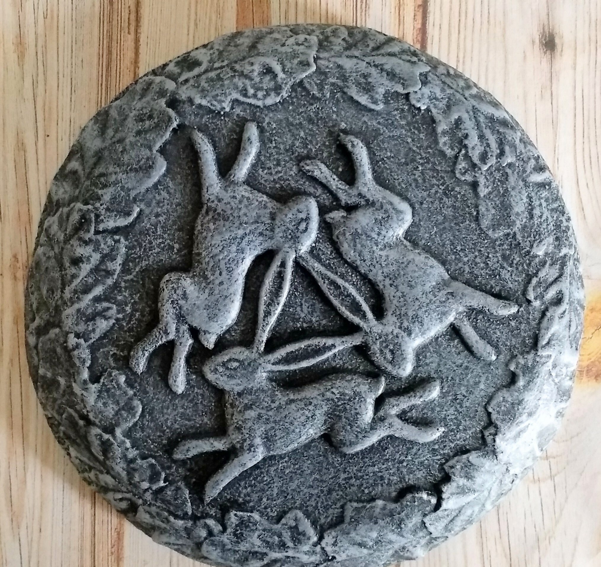 Three Hares Wall Plaque, Stone Garden Ornament, Pagan Wiccan Sculpture ...