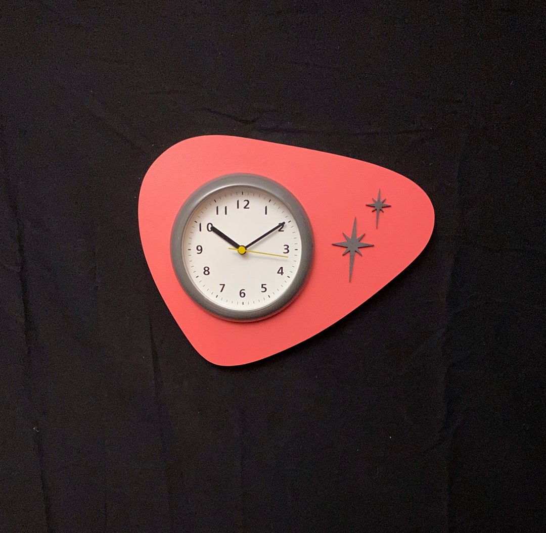 Mid Century Modern Wall Clock, Indoors, Atomic Retro, Starburst Design ...