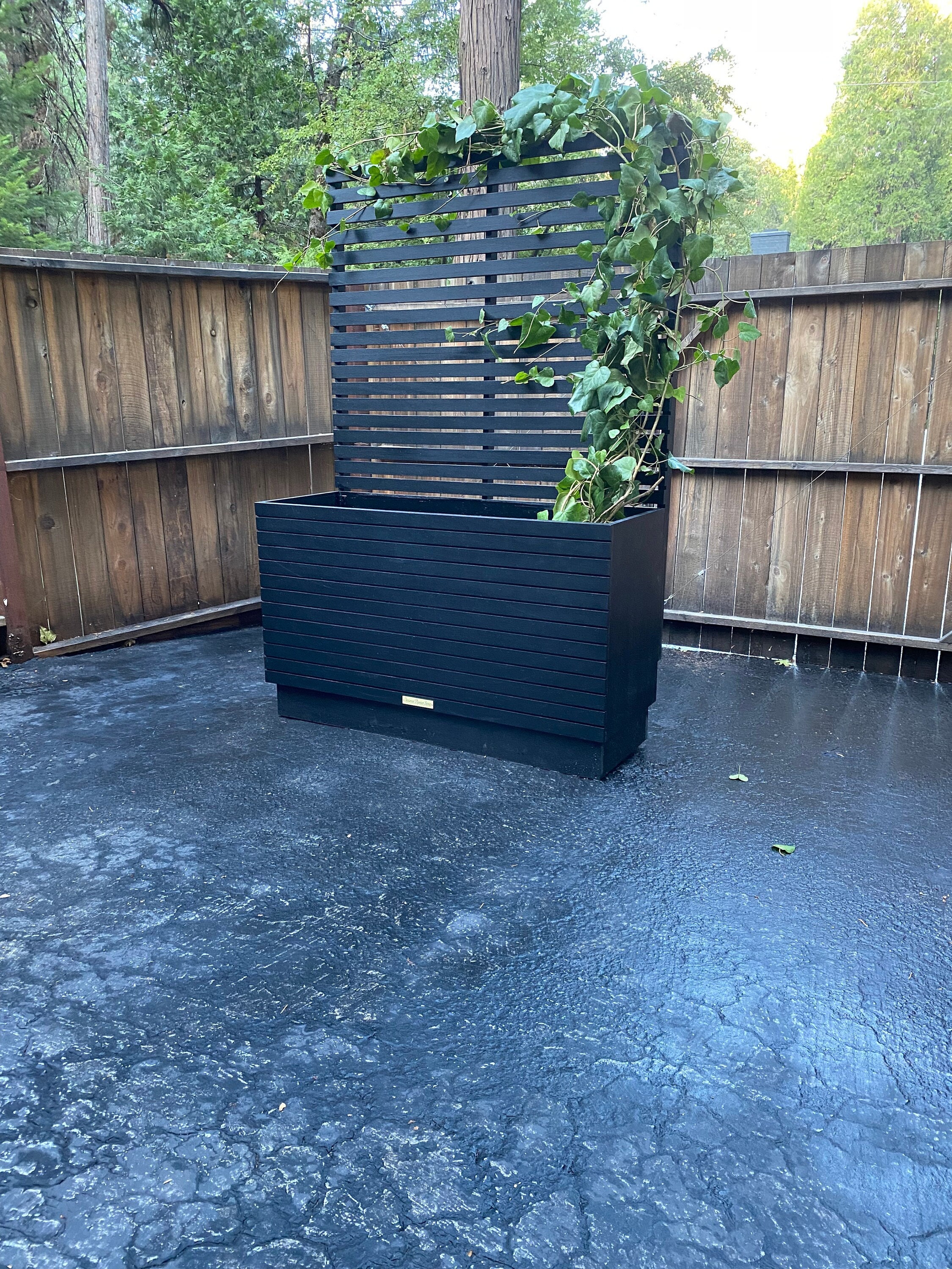 Black Mid Century Modern Planter With Included Trellis - Etsy