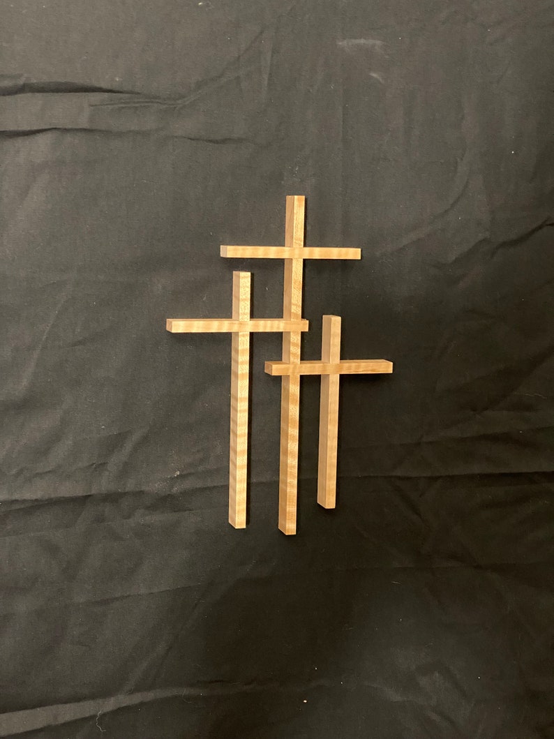 Modern Figured Maple Cross. Mid Century Modern, Three Cross Calvary ...