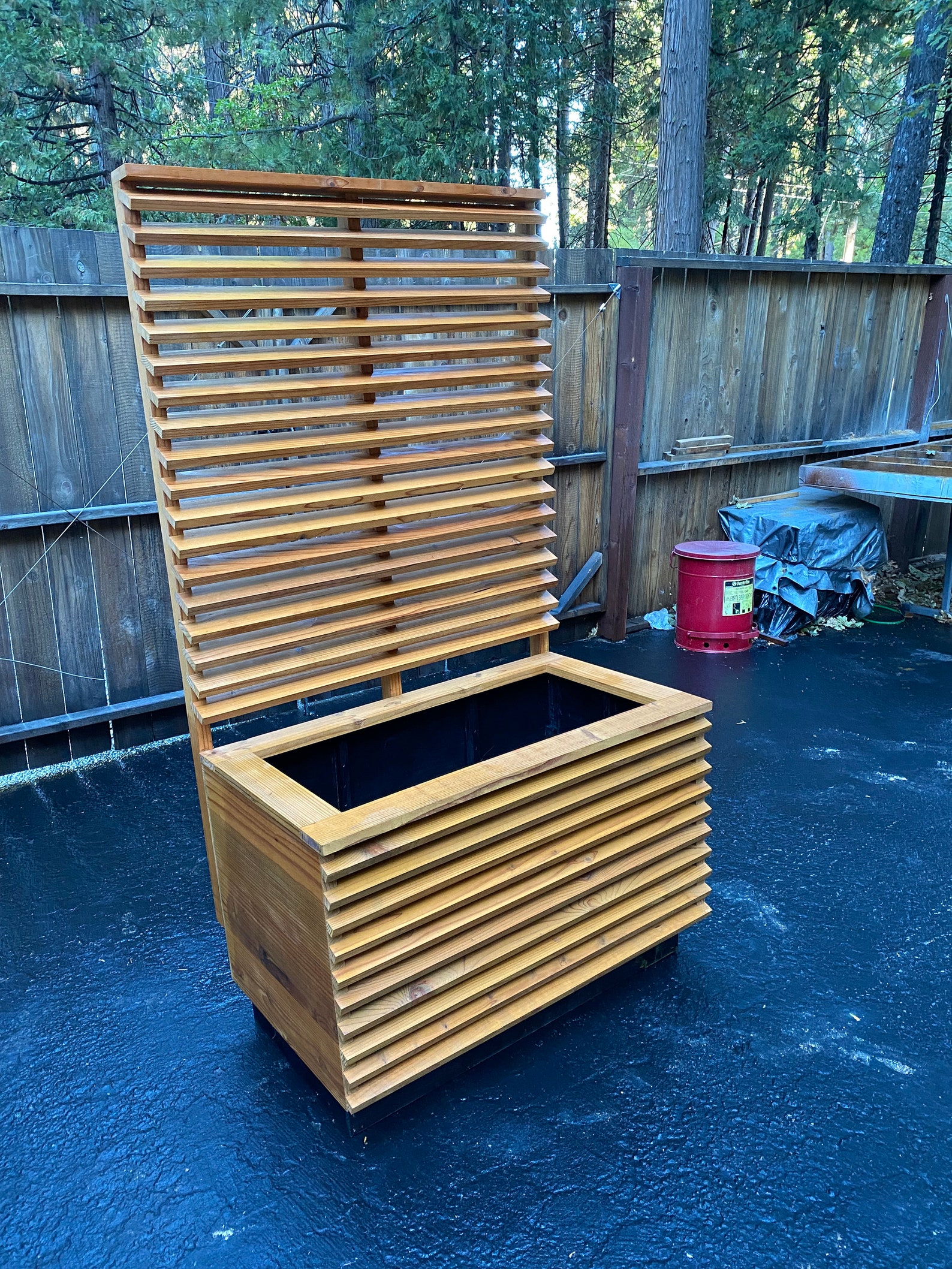 Mid Century Modern Planter With Trellis, Slatted Planter, Architectural Louvers, Ipe Brazilian ...