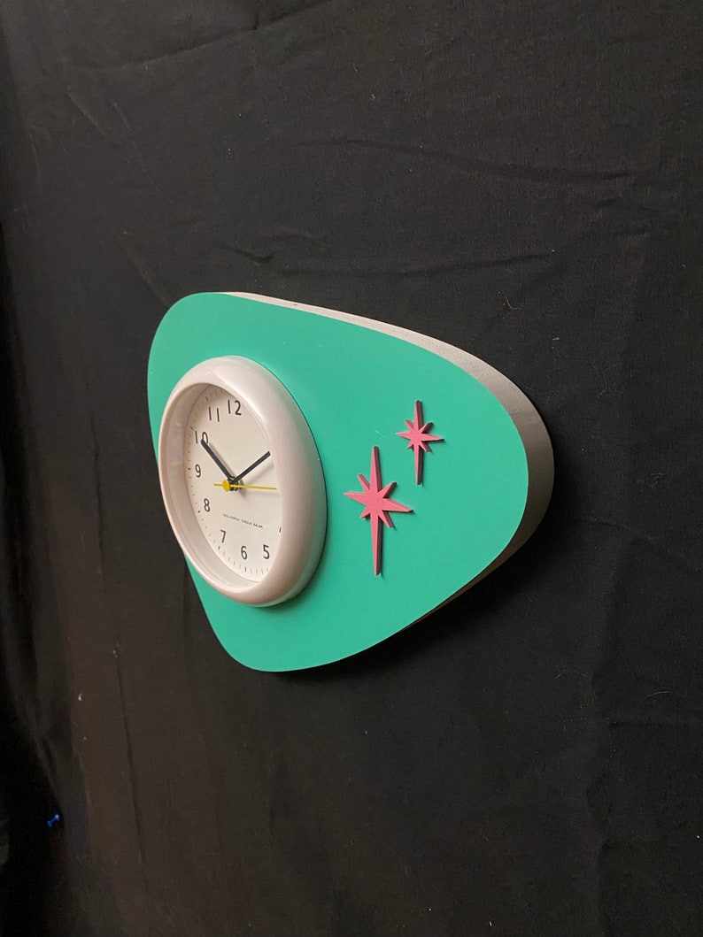 Mid Century Modern Wall Clock, Indoors, Atomic Retro, Starburst Design ...