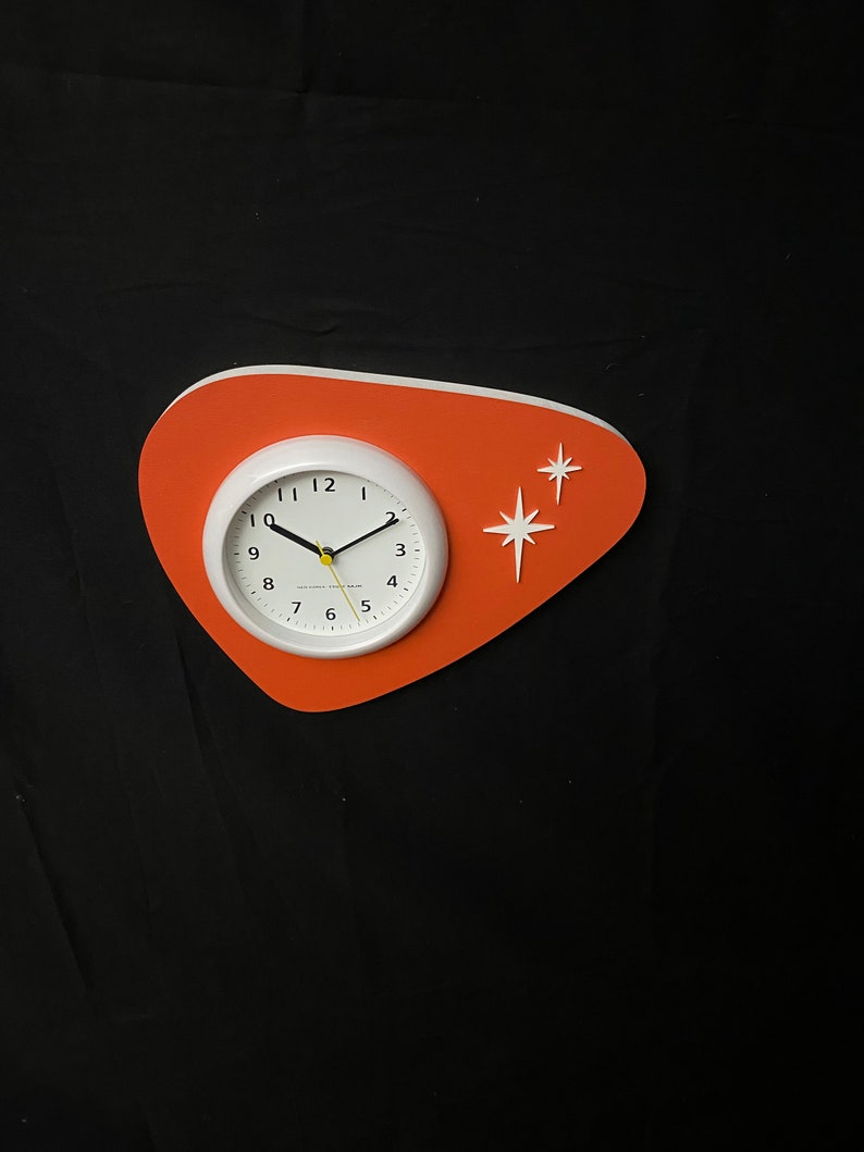 Mid Century Modern Wall Clock, Indoors, Atomic Retro, Starburst Design ...