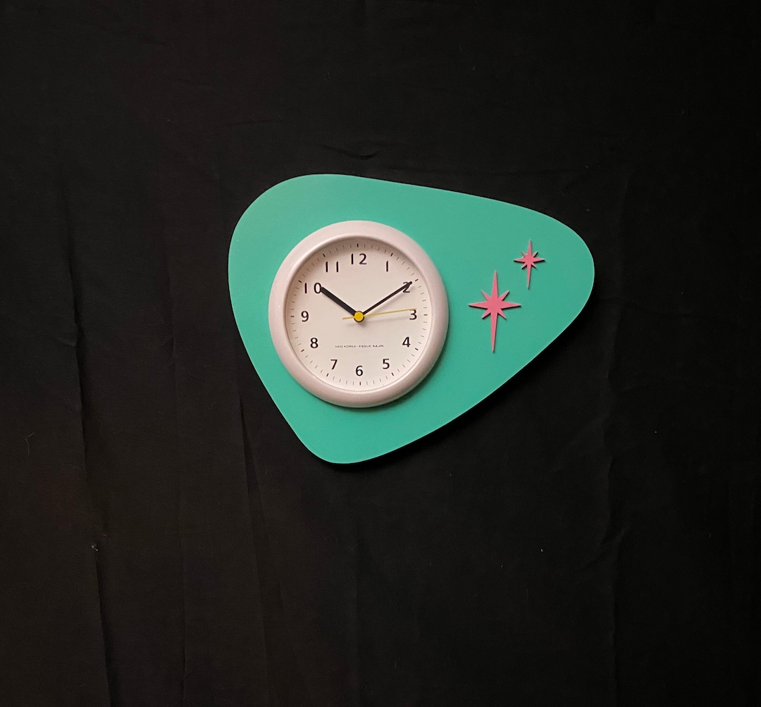Mid Century Modern Wall Clock, Indoors, Atomic Retro, Starburst Design ...