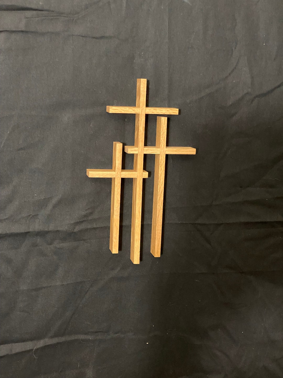 Modern Oak Cross. Mid Century Modern, Three Cross Calvary. Wall Cross ...