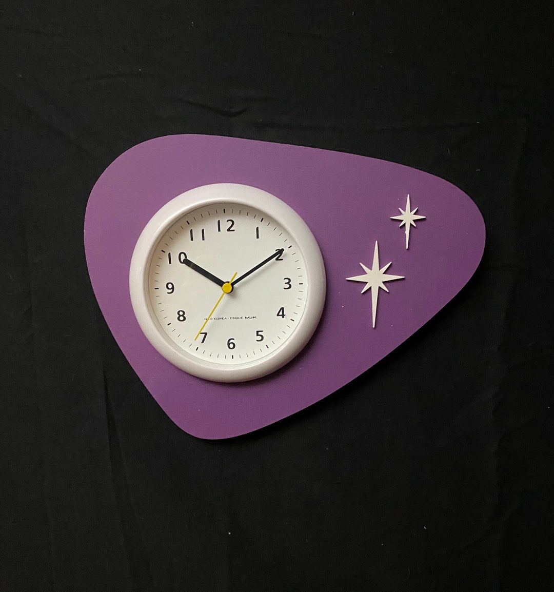 Mid Century Modern Wall Clock, Indoors, Atomic Retro, Starburst Design ...