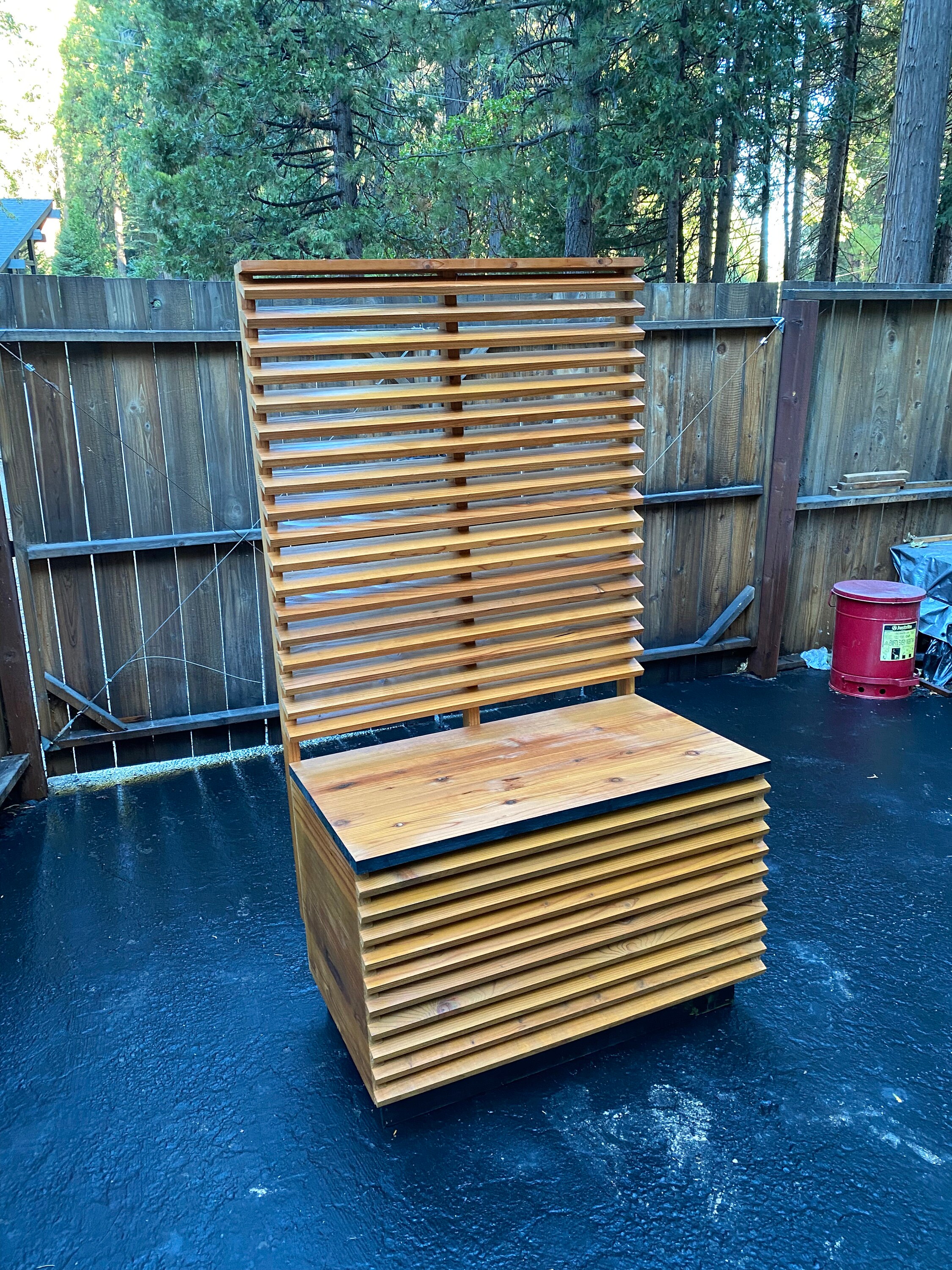 Outdoor Storage Bench With Trellis. Outdoor Drop Box, Parcel Boxes, Mid ...