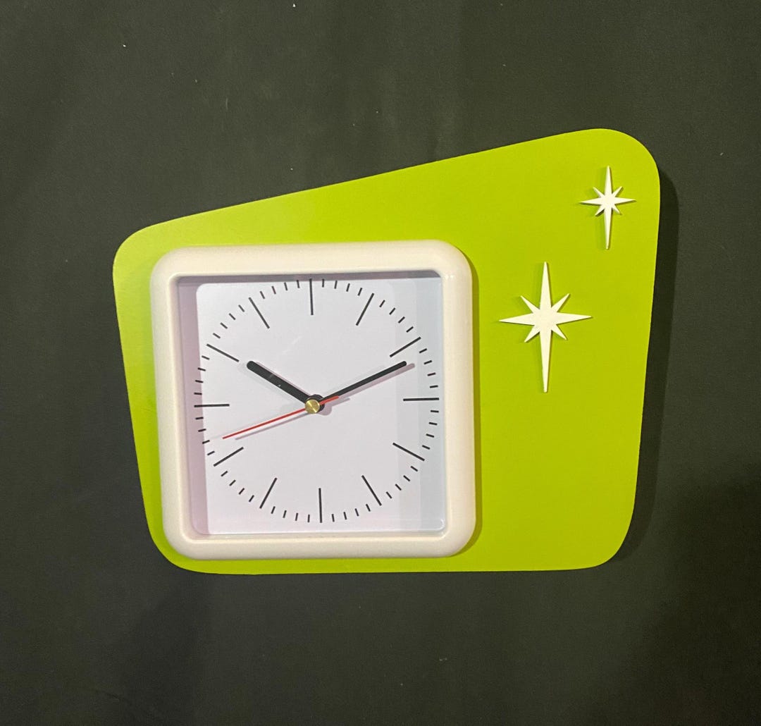 Mid Century Modern Wall Clock, Indoors, Atomic Retro, Starburst Design ...