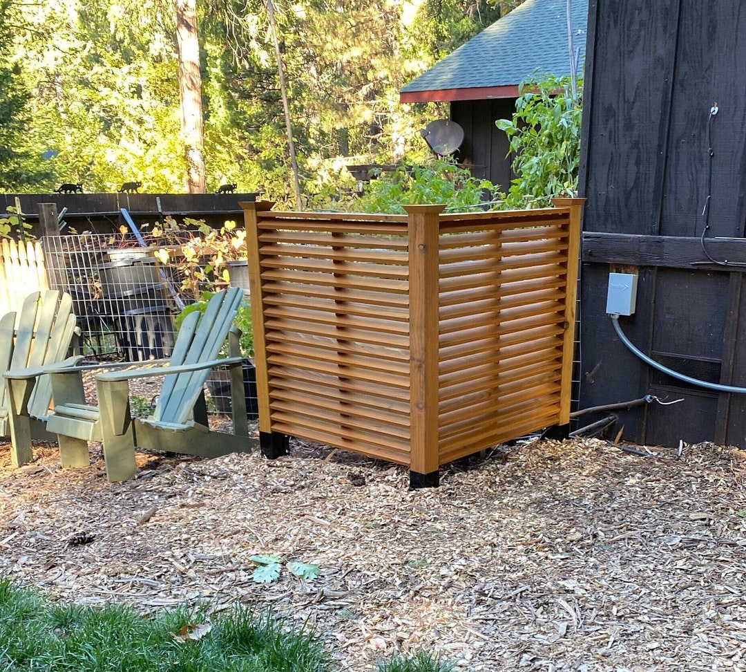 Redwood Air Conditioner Cover, Garbage Can Screen, Wood Screen, Mini ...