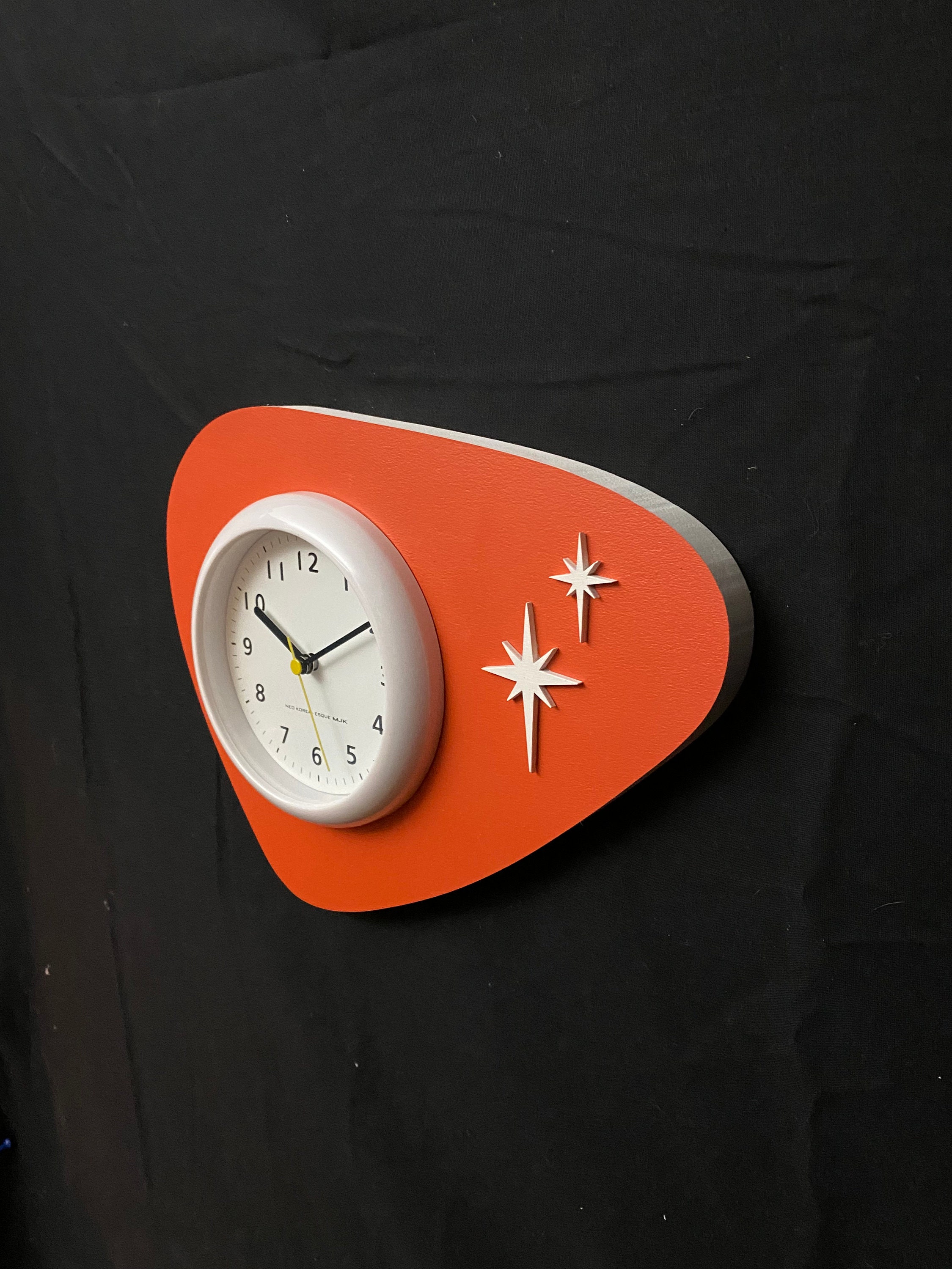 Mid Century Modern Wall Clock, Indoors, Atomic Retro, Starburst Design ...