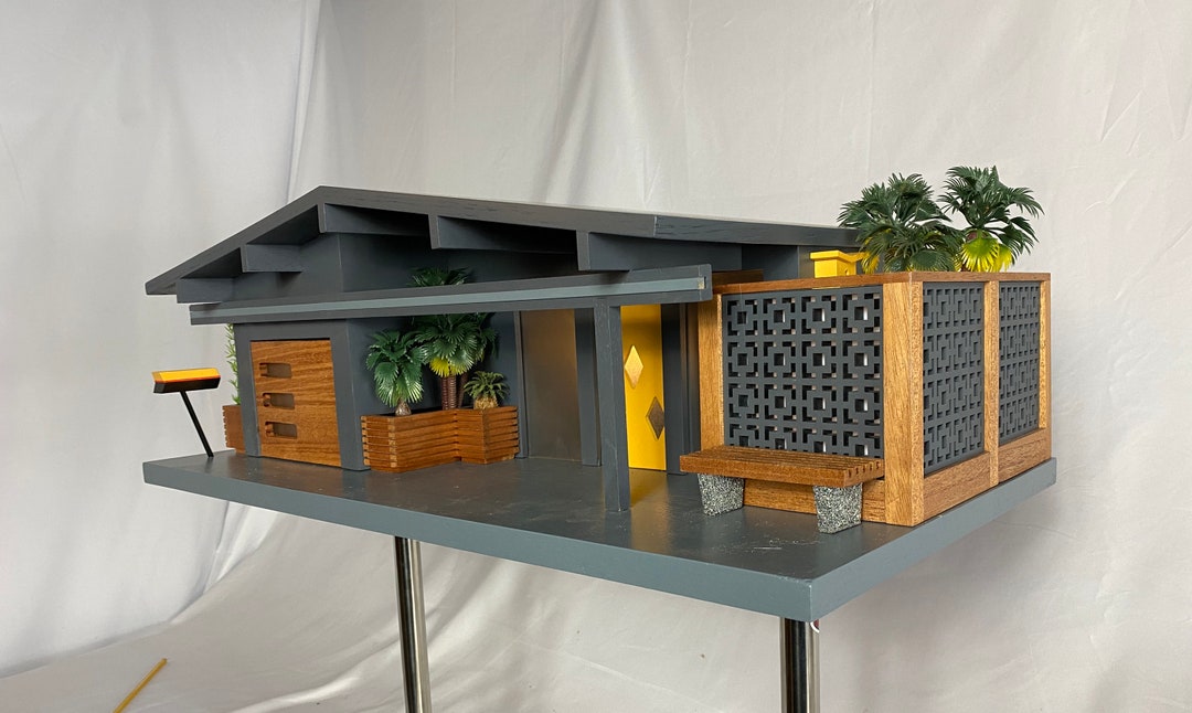 Mid Century Modern Birdhouse, Solar Powered. Eichler Birdhouse ...