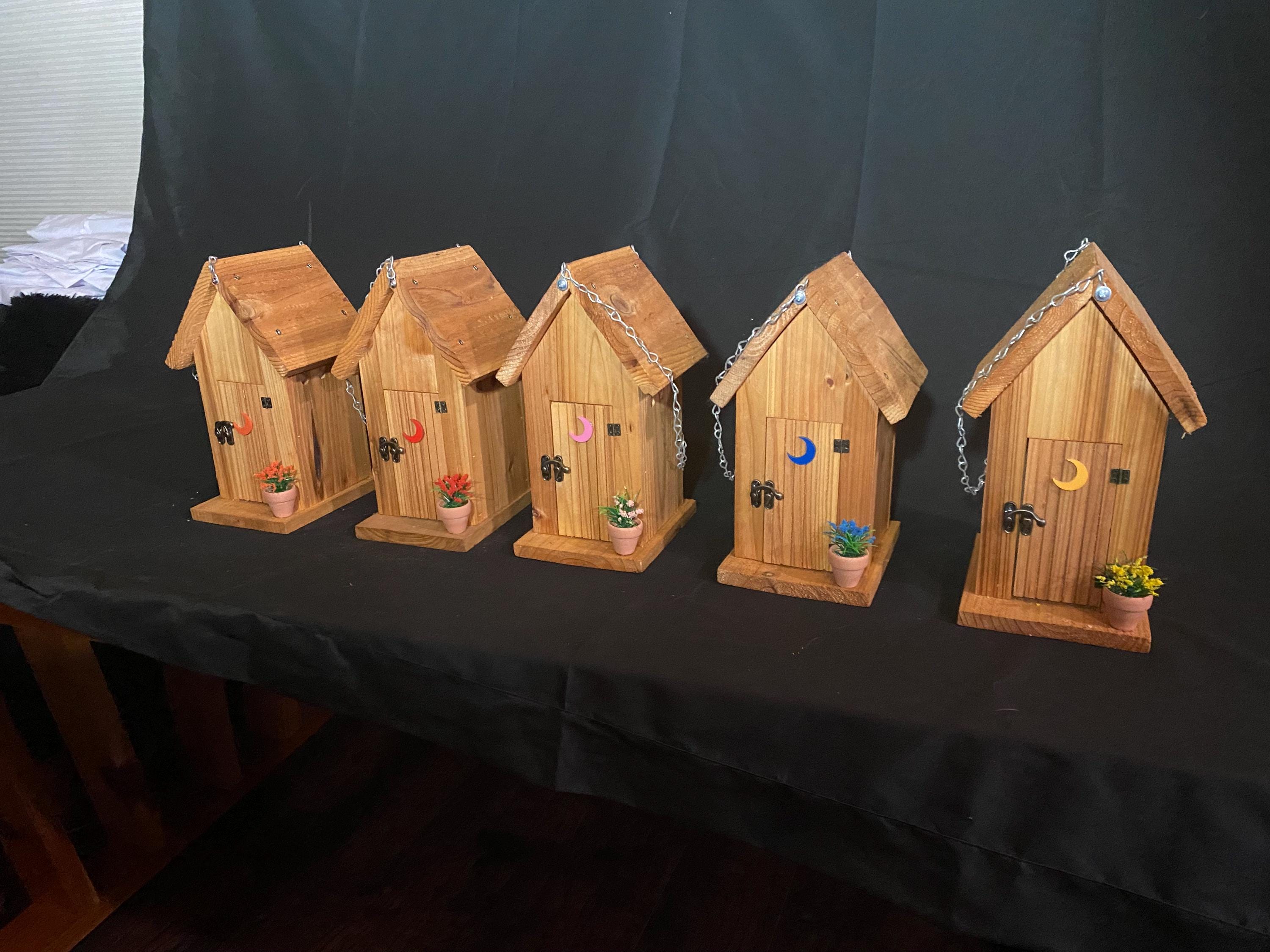Hide A Key Birdhouse Outhouse, Fairy, Gnome, Hobbit Birdhouse. Rustic ...