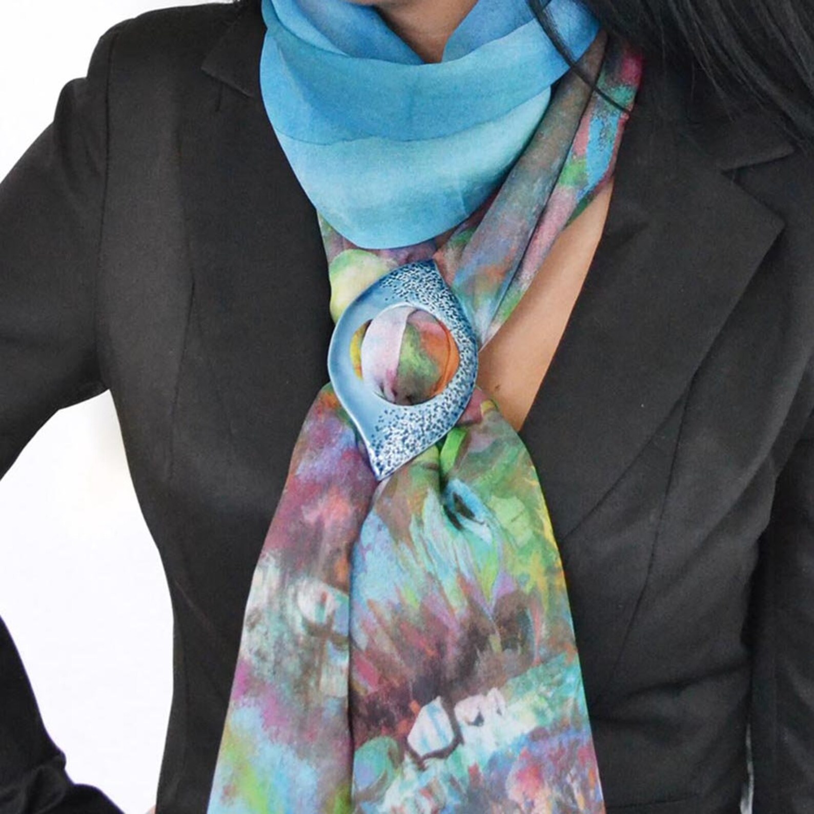 Silk Scarf Rings Floral Leaf Ceramic Buckle Shawl Pins and - Etsy