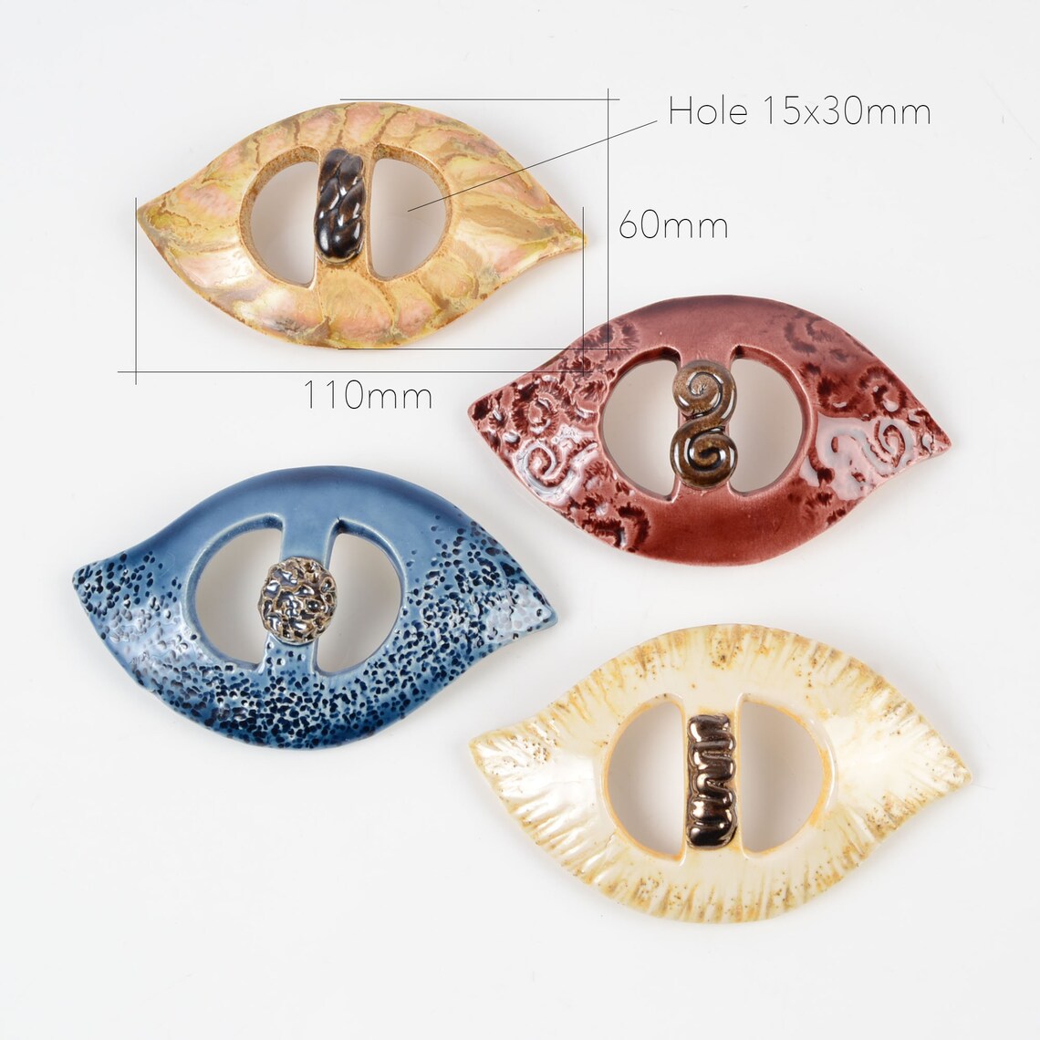 Silk Scarf Rings Floral Leaf Ceramic Buckle Shawl Pins and | Etsy