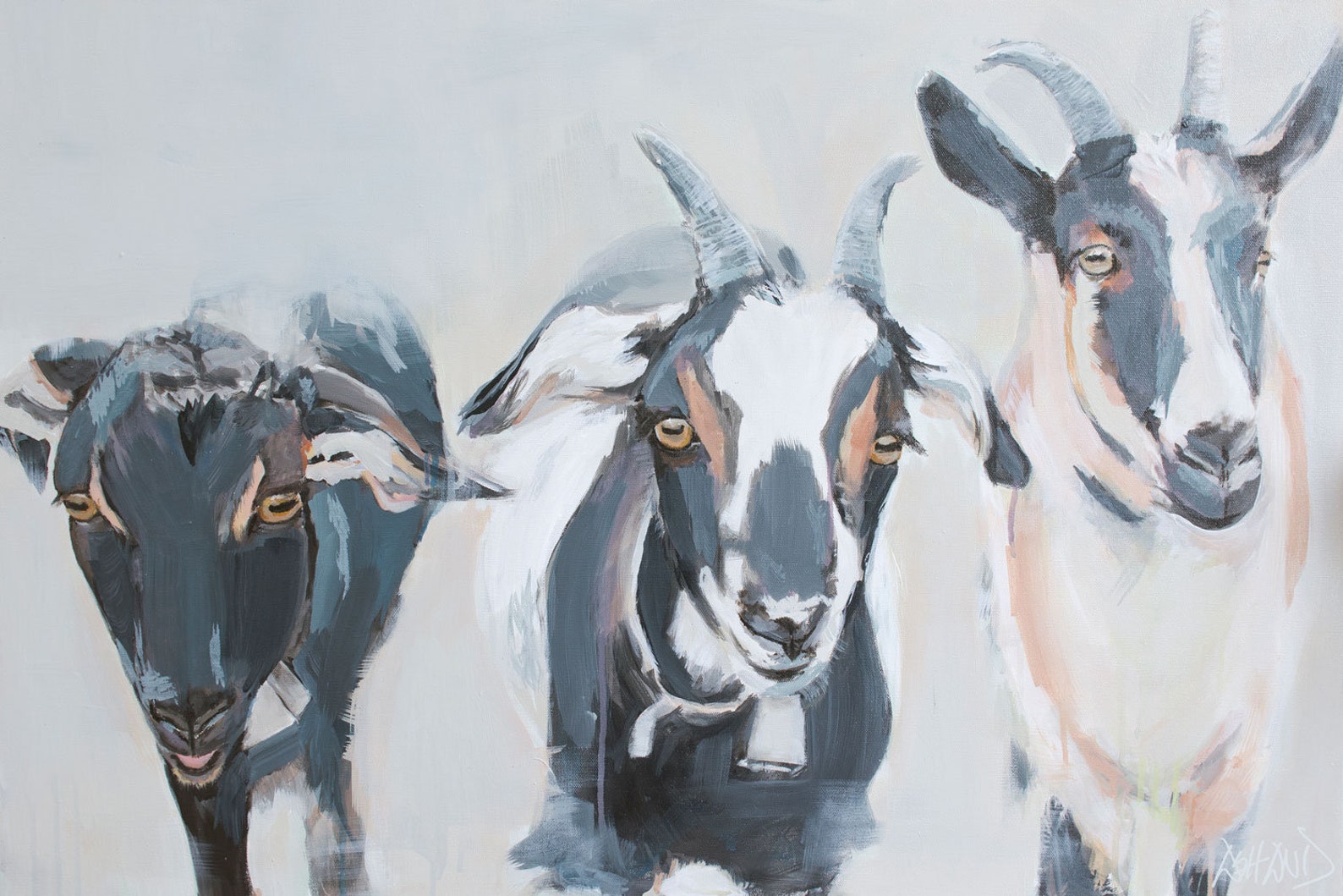 Three Goats Abstract Goat Farmhouse Style Painting Fine Art | Etsy