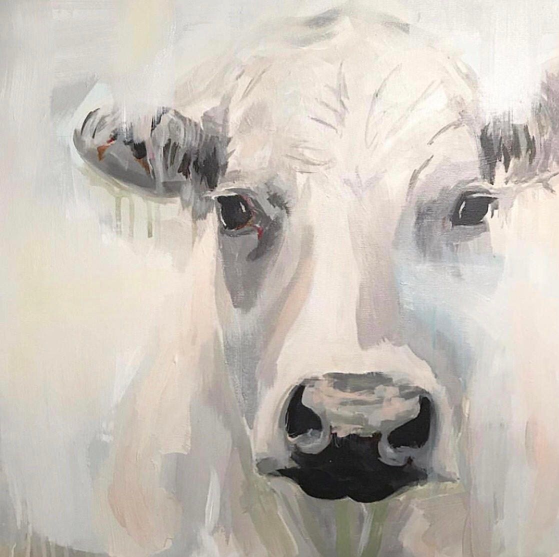 A Rustic Abstract Cow in Blue and Gray Farmhouse Art - Free Shipping ...