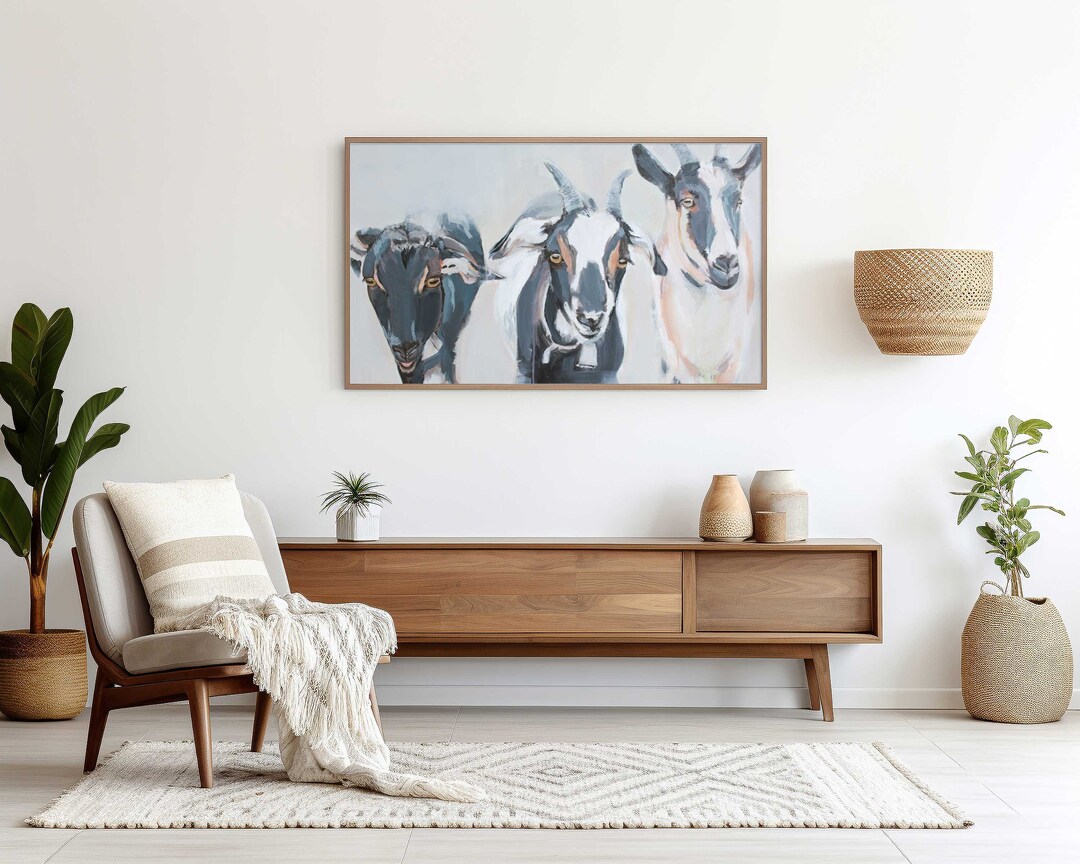 Goat Frame Tv Art Farm Animal Samsung Art Tv Gray Farmhouse Art ...
